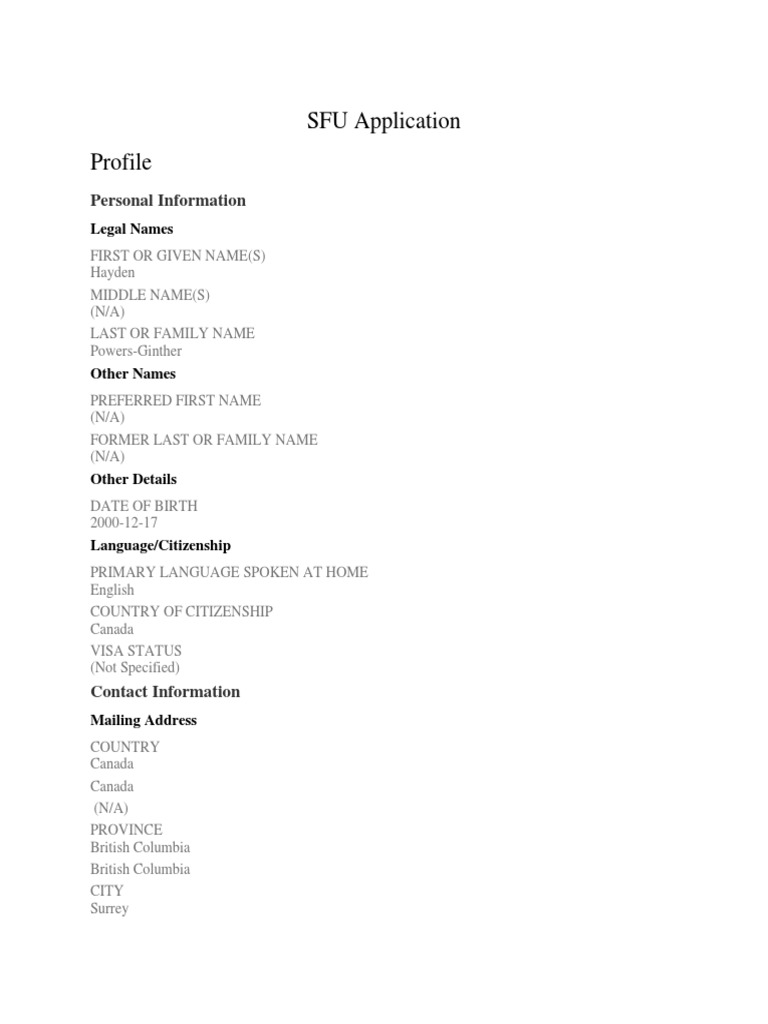 Sfu Application | PDF | University And College Admission | Behavior ...
