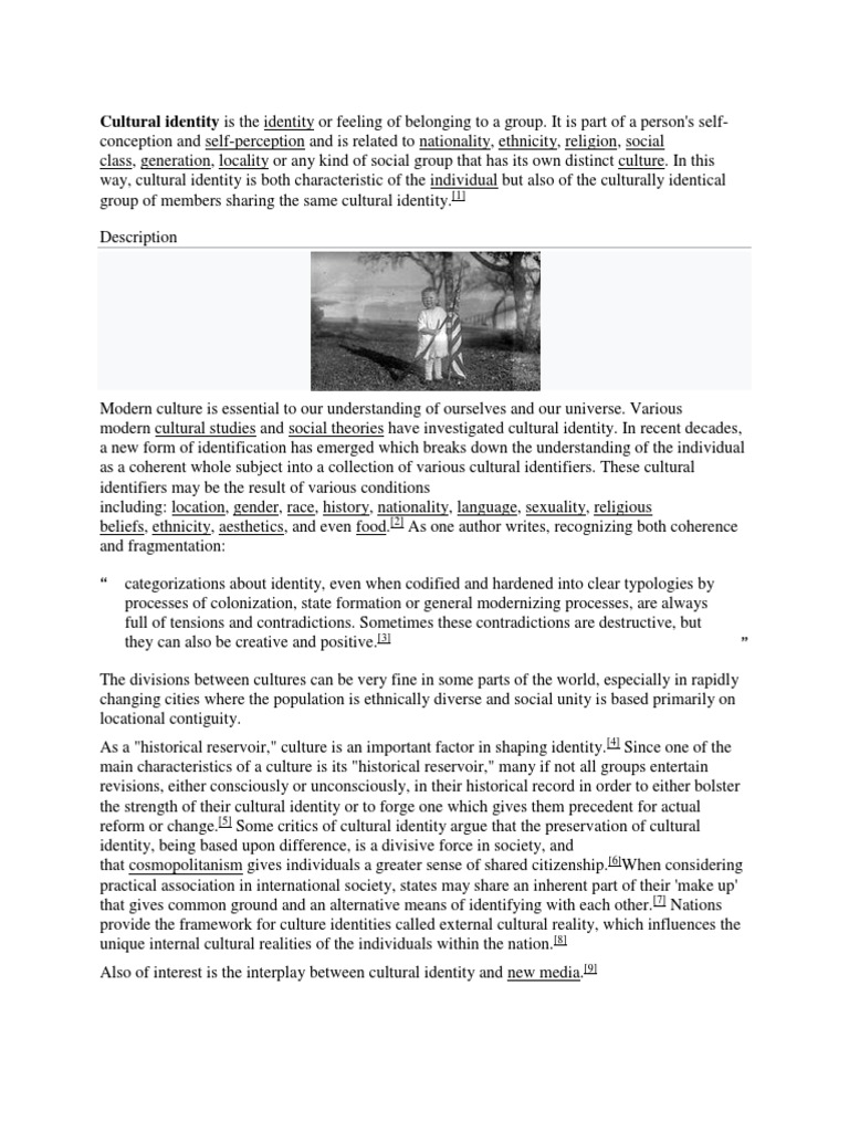 Cultural Identity Pdf Identity Social Science Social Group