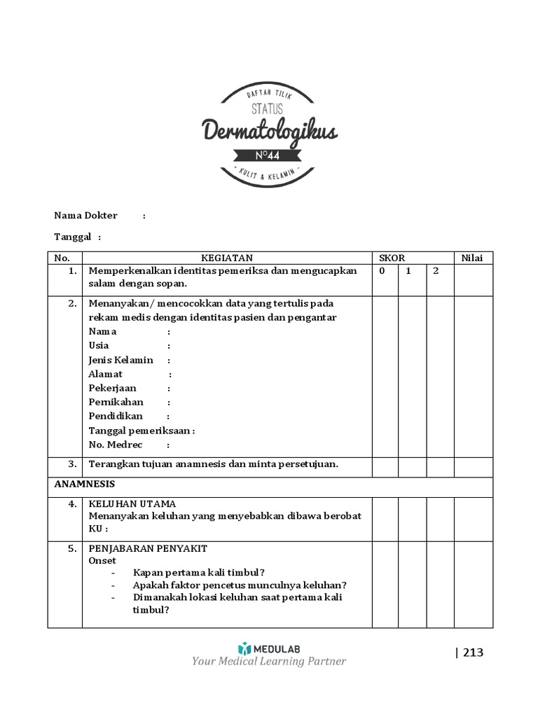 OSCE Status Dermatologikus | PDF