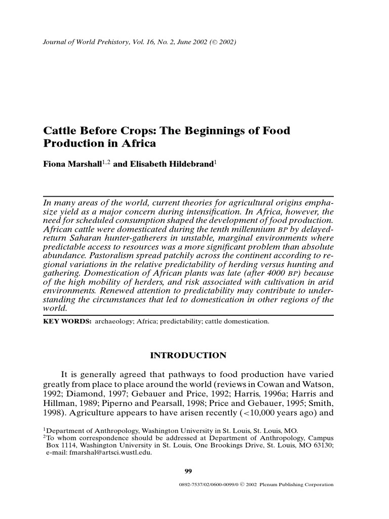 Cattle Before Crops | PDF | Domestication | Sahara