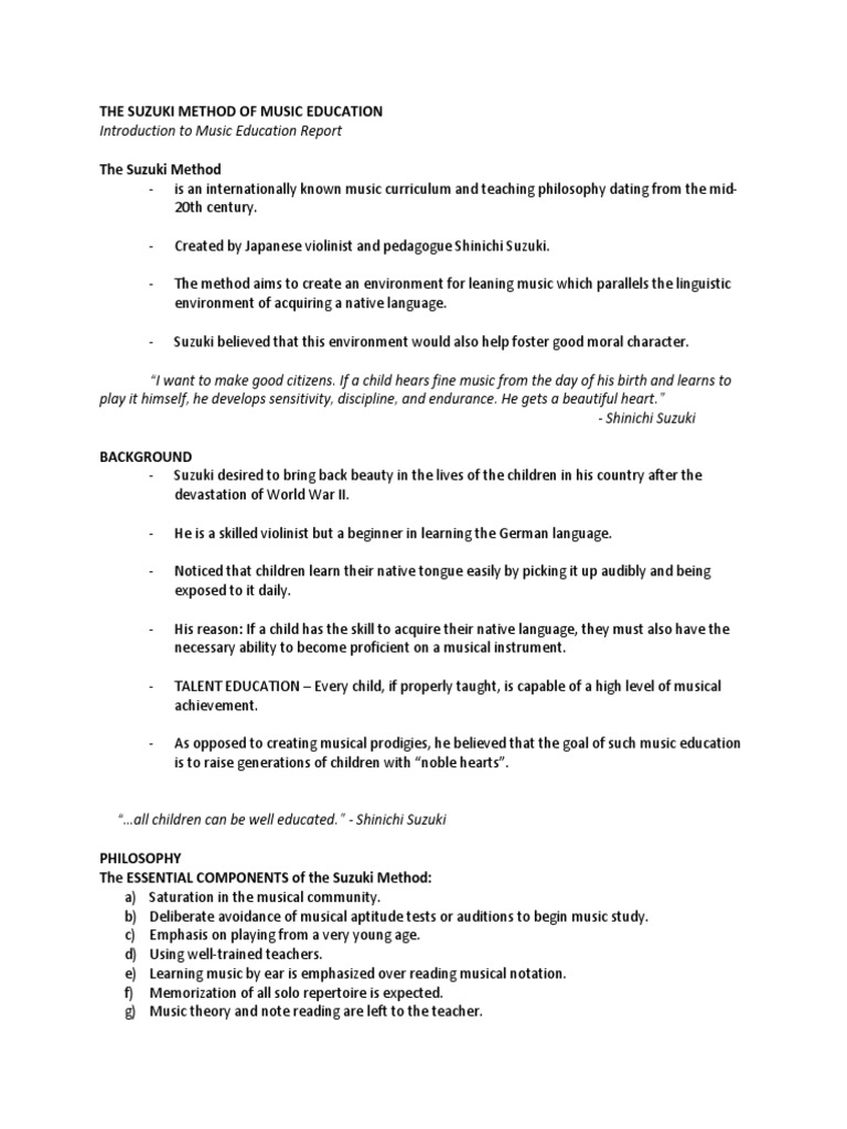 The Suzuki Method of Music Education | PDF | Music Education ...