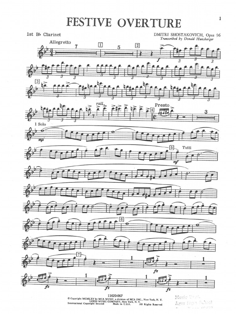 Festive Overture - Clarinet | PDF