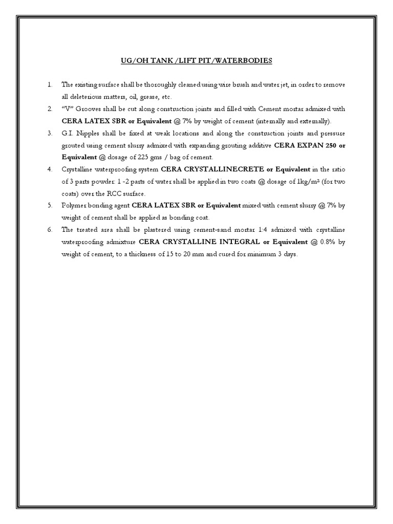 Specifications Waterproofing Pdf