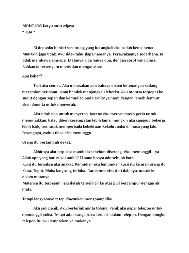 MONOLOG Karya Putu Wijaya | PDF | Pengembangan Diri