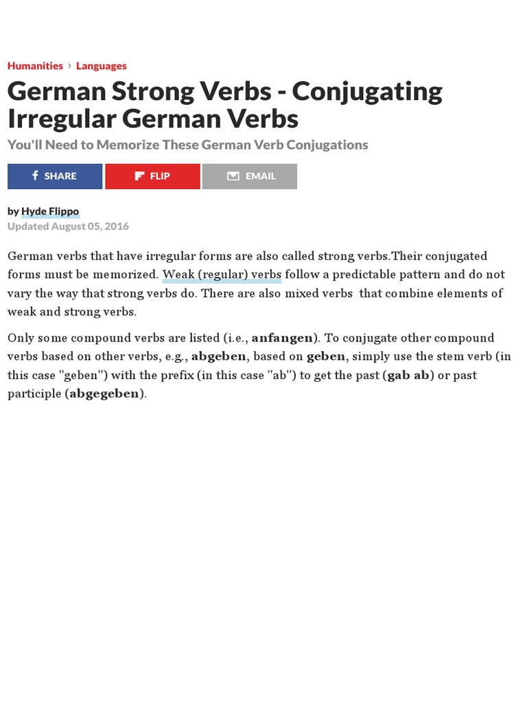 Conjugating Irregular German Strong Verbs | PDF | Syntax | Style (Fiction)