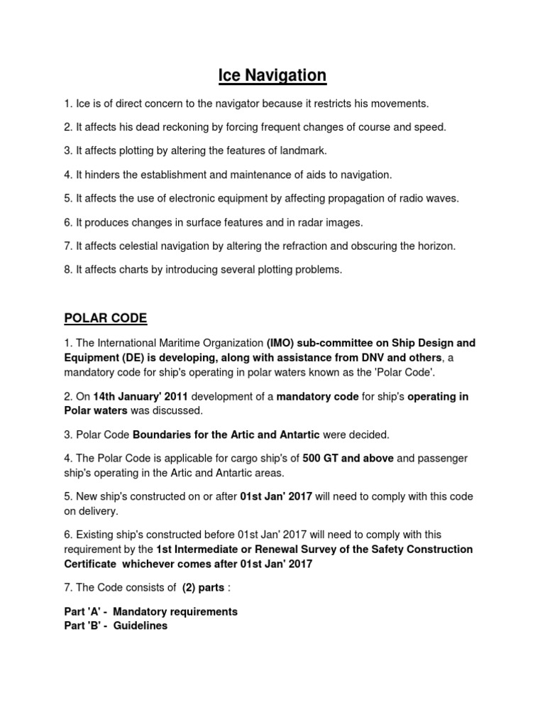 Ice Navigation - Polar Code | PDF | Ice | Ships