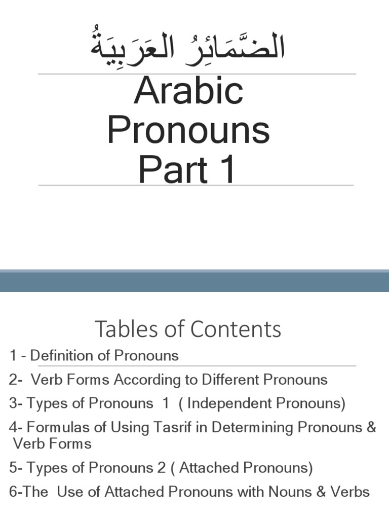Arabic Pronouns | Grammatical Number | Pronoun