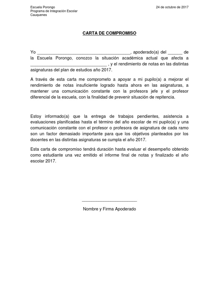 Carta Compromiso Apoderado