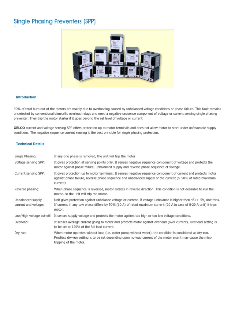 Protect Motors from Single Phasing with Current and Voltage Sensing SPP ...