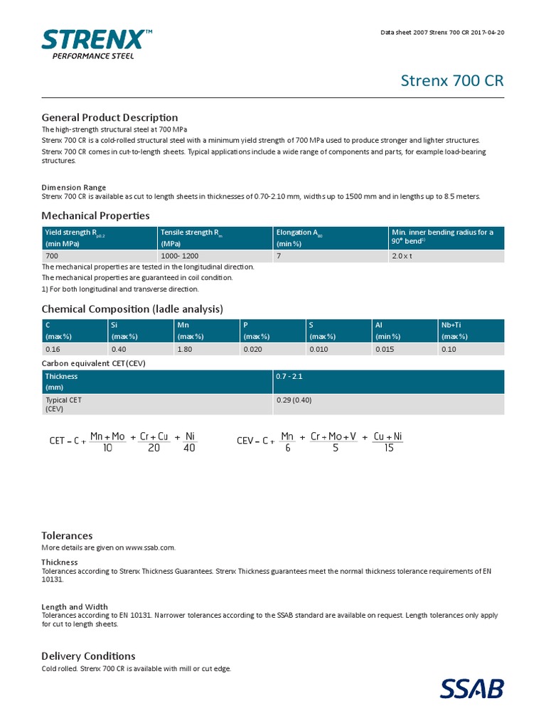 Data Sheet 2007 Strenx 700 CR 2017-04-20 52 371857150 en | PDF ...