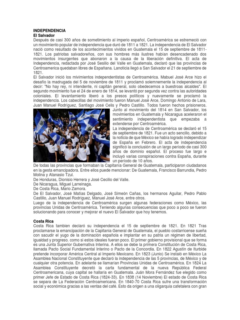 Independencia de Centro America | PDF | Costa Rica | Guatemala
