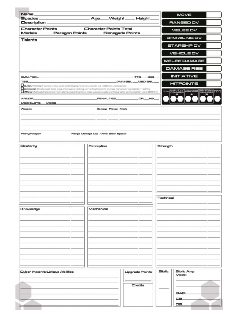 Blank Character Sheet Fillable | PDF