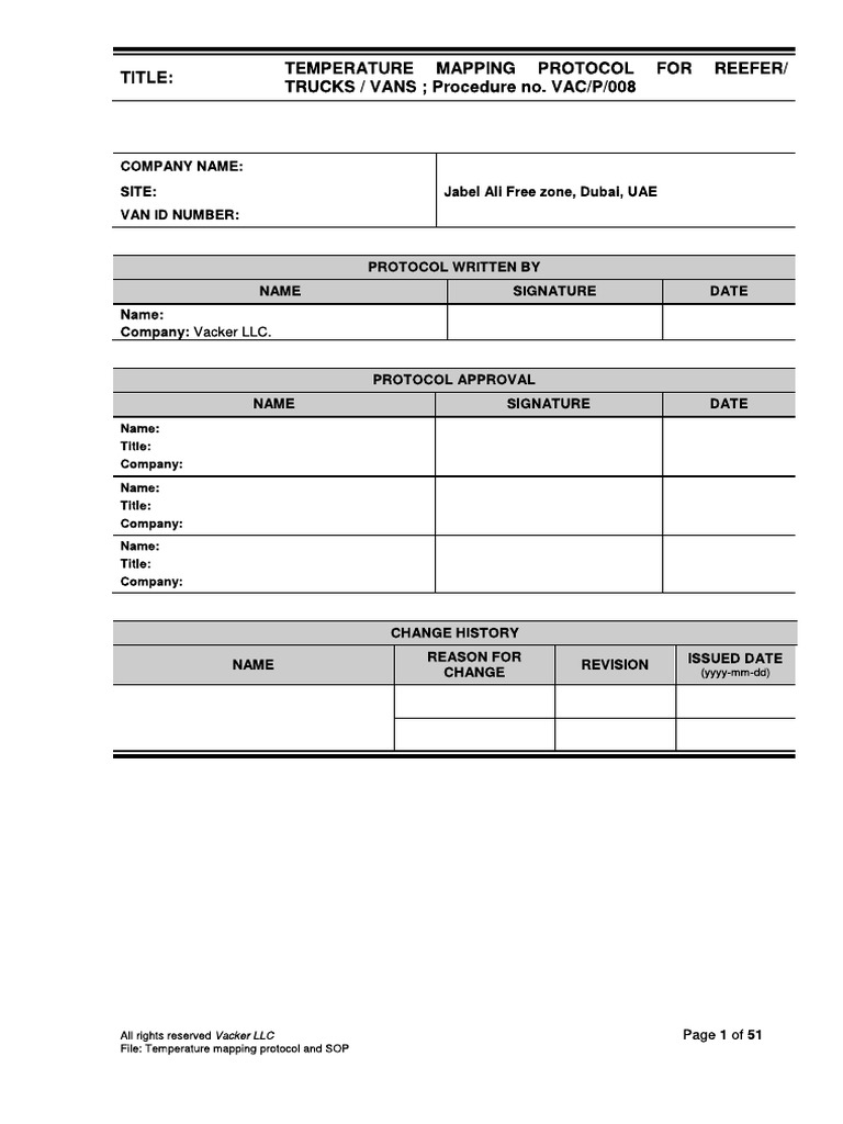 Temperature Mapping Qualification Protocol For Refrigerator | PDF