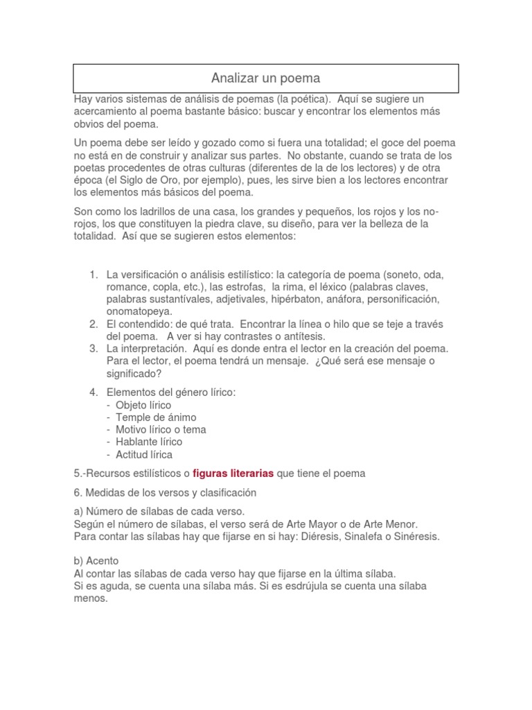 Analizar Un Poema | Rima | Poesía | Prueba gratuita de 30 días | Scribd