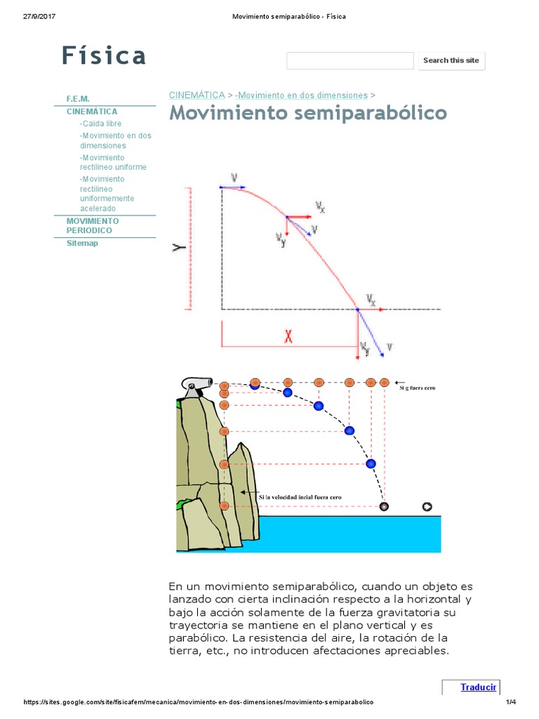Movimiento Semiparabólico en Física | PDF | Movimiento (física ...