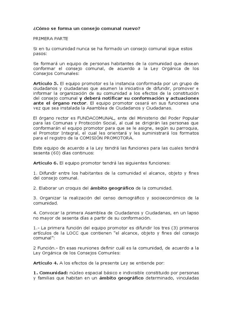 Formación de un Consejo Comunal | PDF | Gobierno | Política (general)