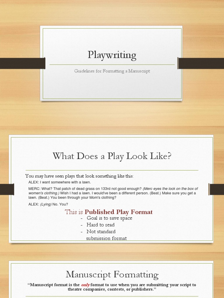 Playwriting: Guidelines For Formatting A Manuscript | PDF | Screenplay ...