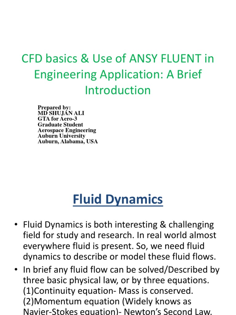 CFD Basics & Use of ANSY FLUENT in Engineering Application: A Brief ...