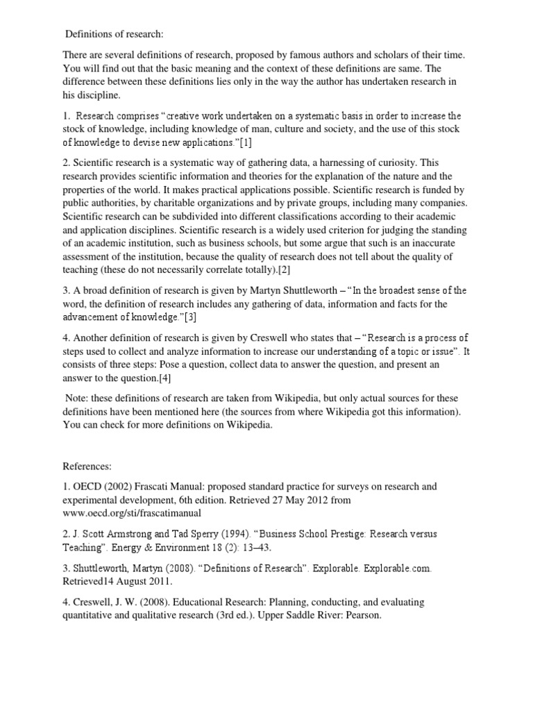 Definitions of Research | PDF | Methodology | Academic Discipline Interactions