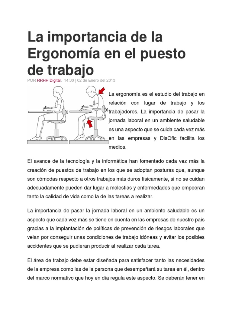 La Importancia de La Ergonomía en El Puesto de Trabajo | Factores humanos y ergonomía | Física