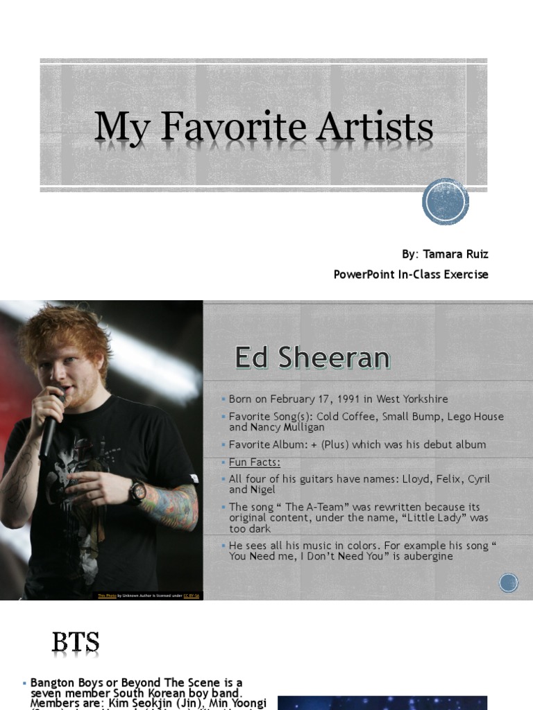 My Favorite Artists PP | PDF | Leisure | Entertainment (General)