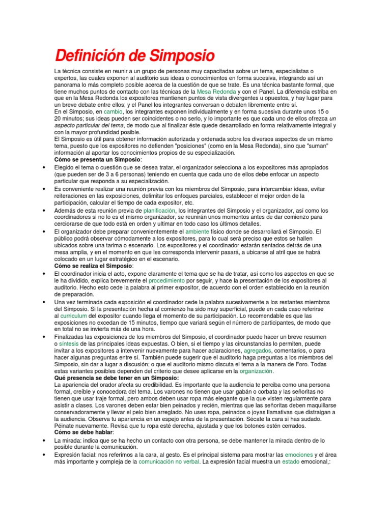 Definición de Simposio | PDF | Seminario | Seminario