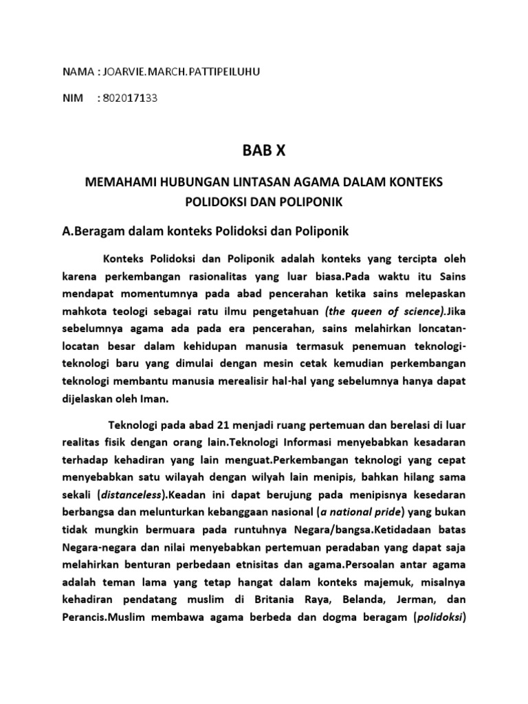 Poliponik dan Dialog Lintas Agama | PDF | Ilmu Sosial | Agama ...