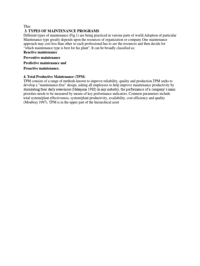 Types of Maintenance Programs | PDF | Reliability Engineering | Mining