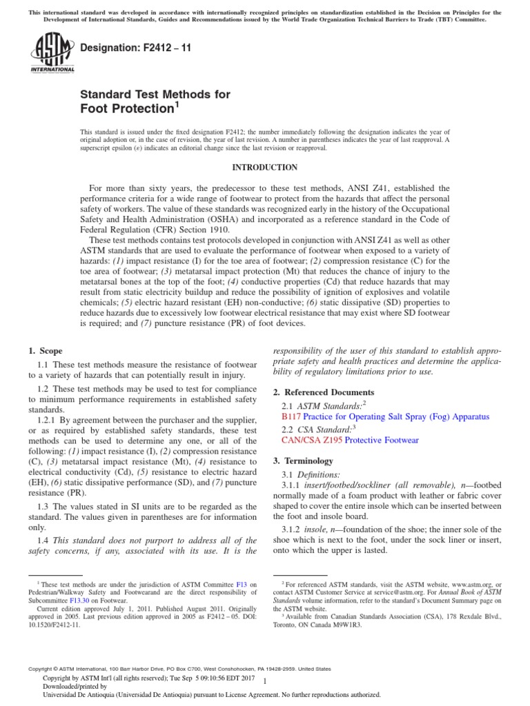 Astm f2412 | Shoe | Voltage