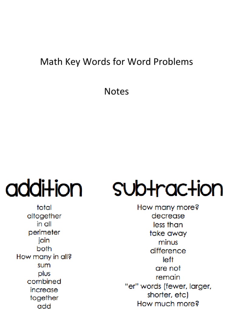 Math Key Words Notes | PDF
