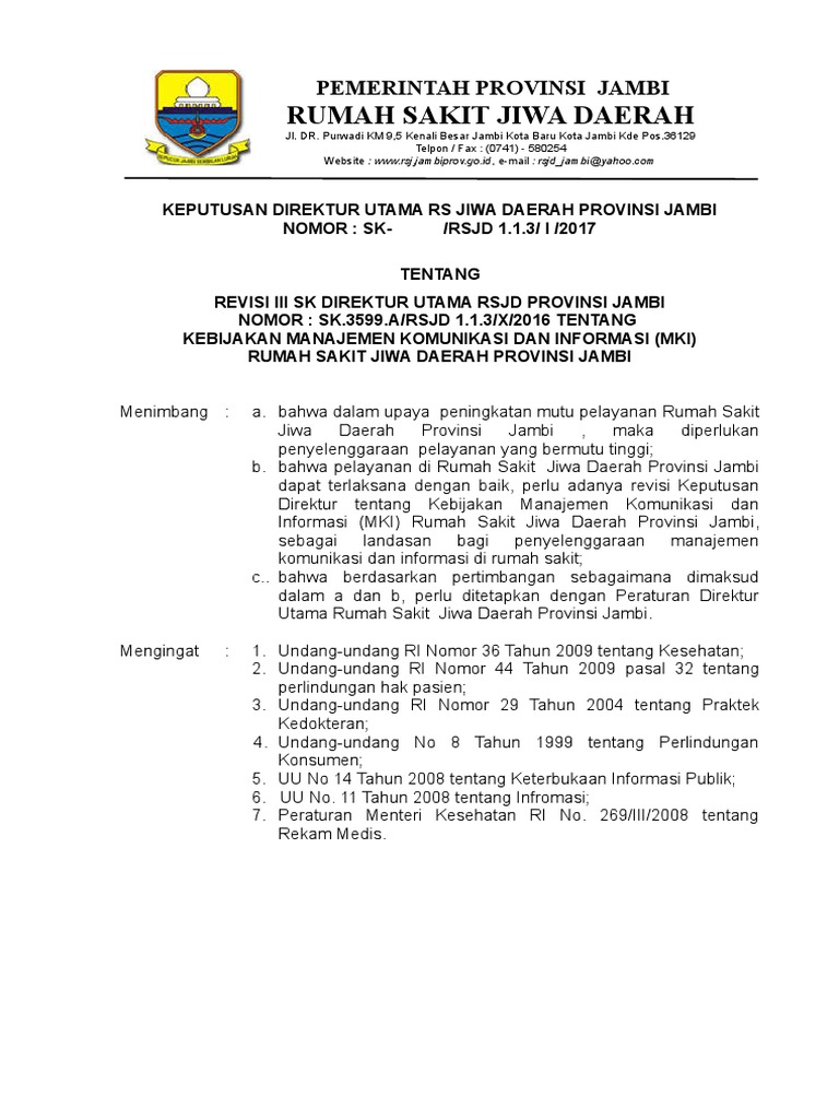 SK Kebijakan Mki Revisi Penilaian KARS | PDF