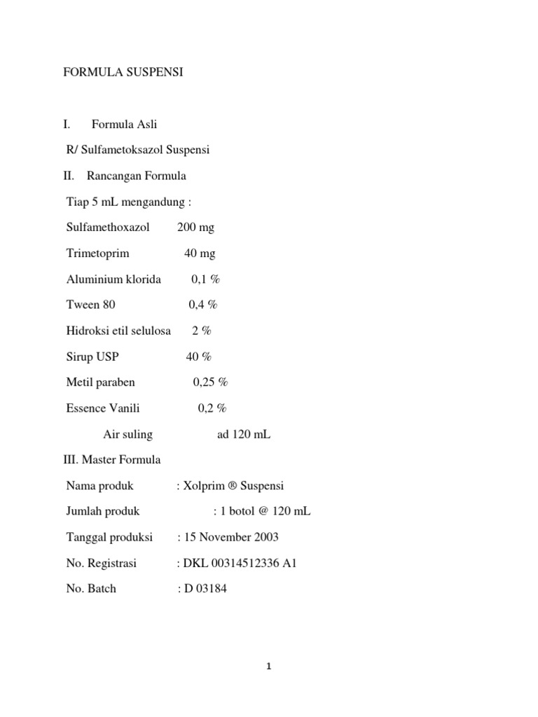 Formula Suspensi | PDF