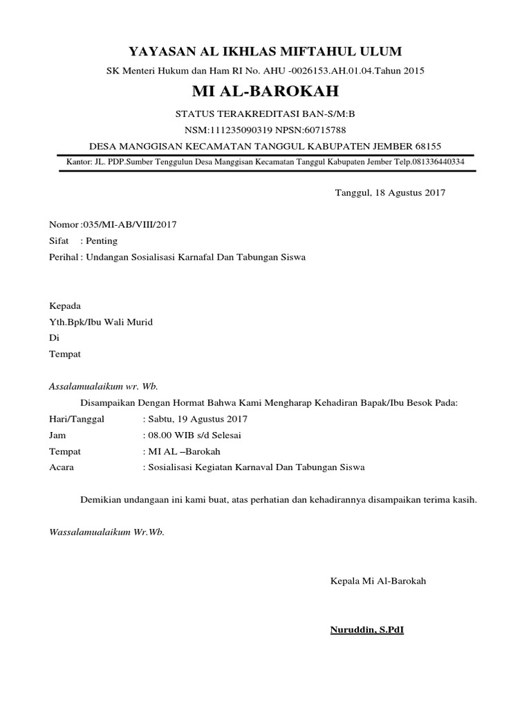 Surat Undangan Karnaval | PDF