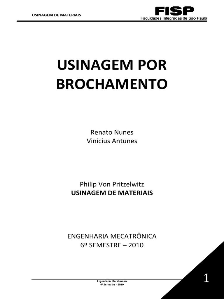 Usinagem por Brochamento: Guia Completo | PDF | Liga | Óleo de motor
