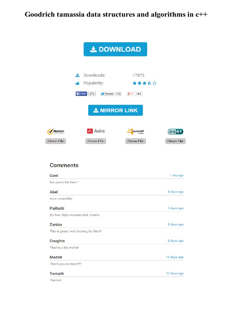 Goodrich Tamassia Data Structures and Algorithms in C | PDF | Textbook | Books
