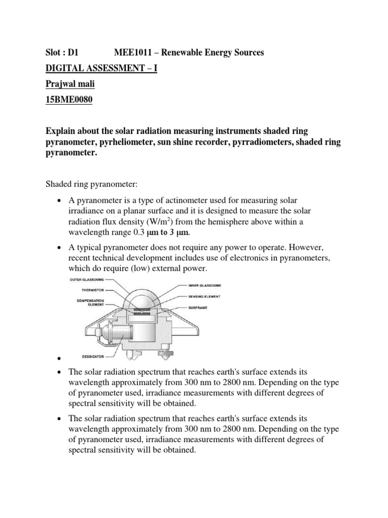 Shaded Ring Pyranometer Overview | PDF | Applied And Interdisciplinary ...