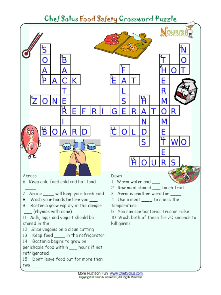 Crossword Puzzle Kids Healthy Words Food Safety AK | PDF | Foods ...