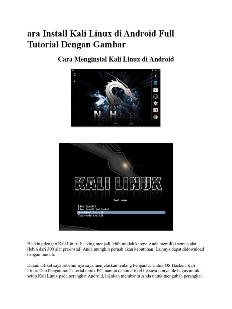 Cara Install Kali Linux Di Android Full Tutorial Dengan Gambar | PDF