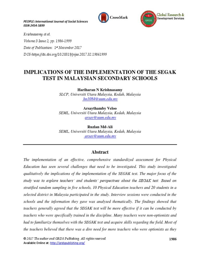 Implications of The Implementation of The Segak Test in Malaysian ...