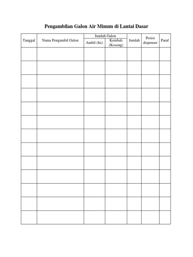 Formulir Pengambilan Galon Air | PDF