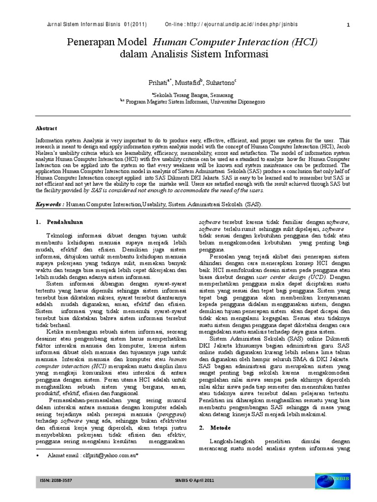 Penerapan Model Human Computer Interaction (HCI) Dalam Analisis Sistem ...