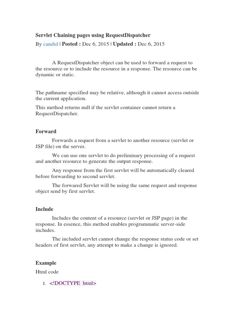 Servlet Chaining Pages | PDF | Java Servlet | Java Server Pages