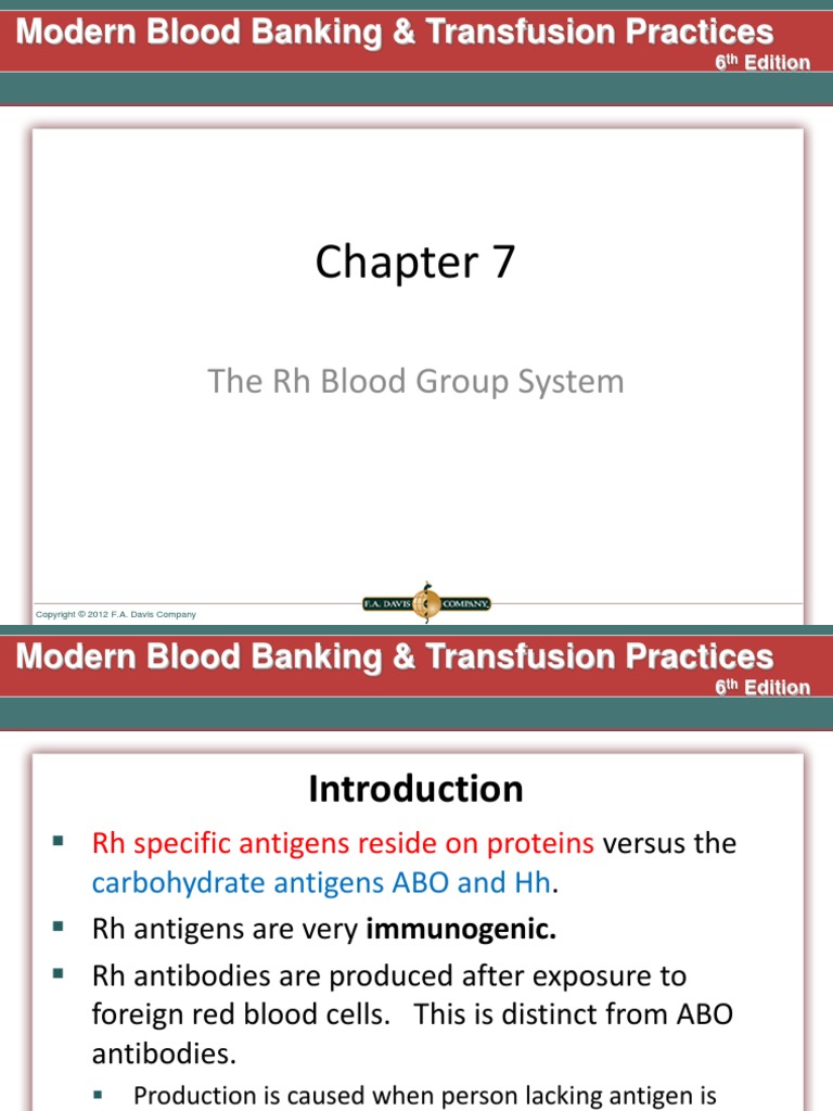 Chapter 7 RH Blood Group System | PDF | Blood Type | Animal Anatomy