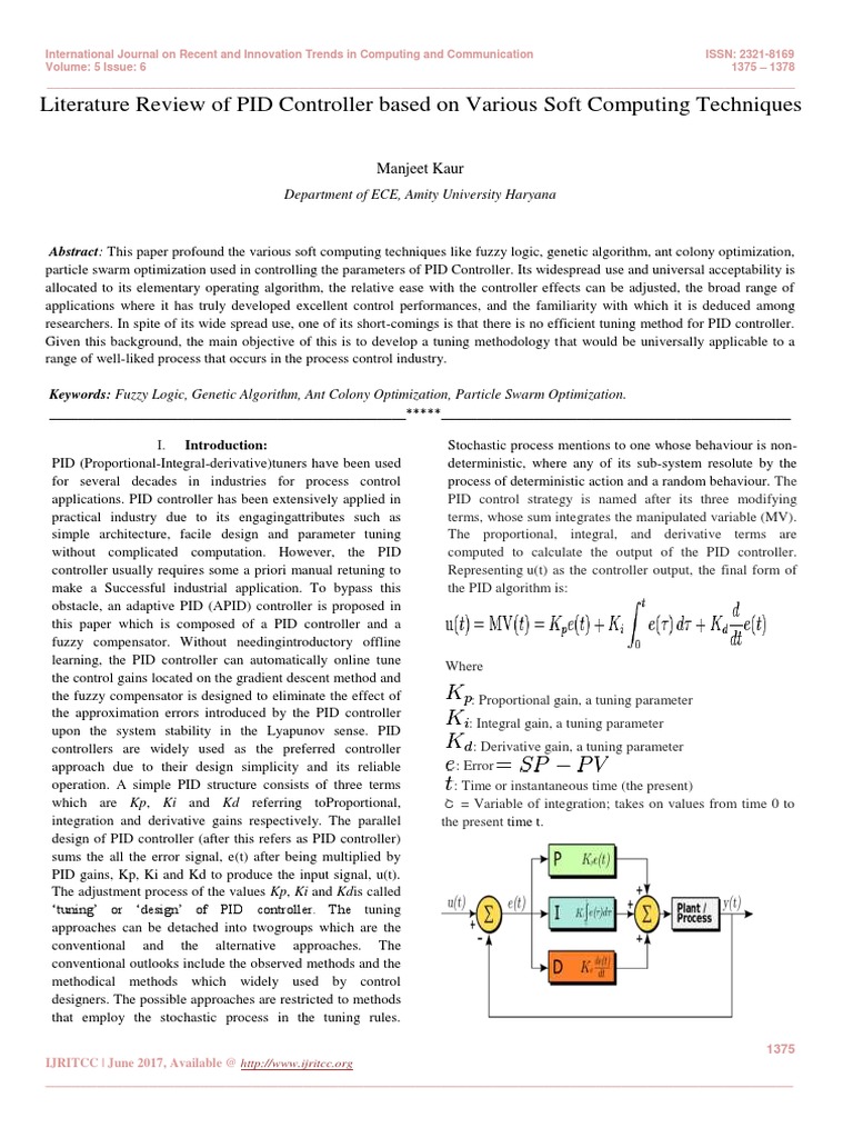 Literature Review of PID Controller Based On Various Soft Computing Techniques | PDF | Control ...