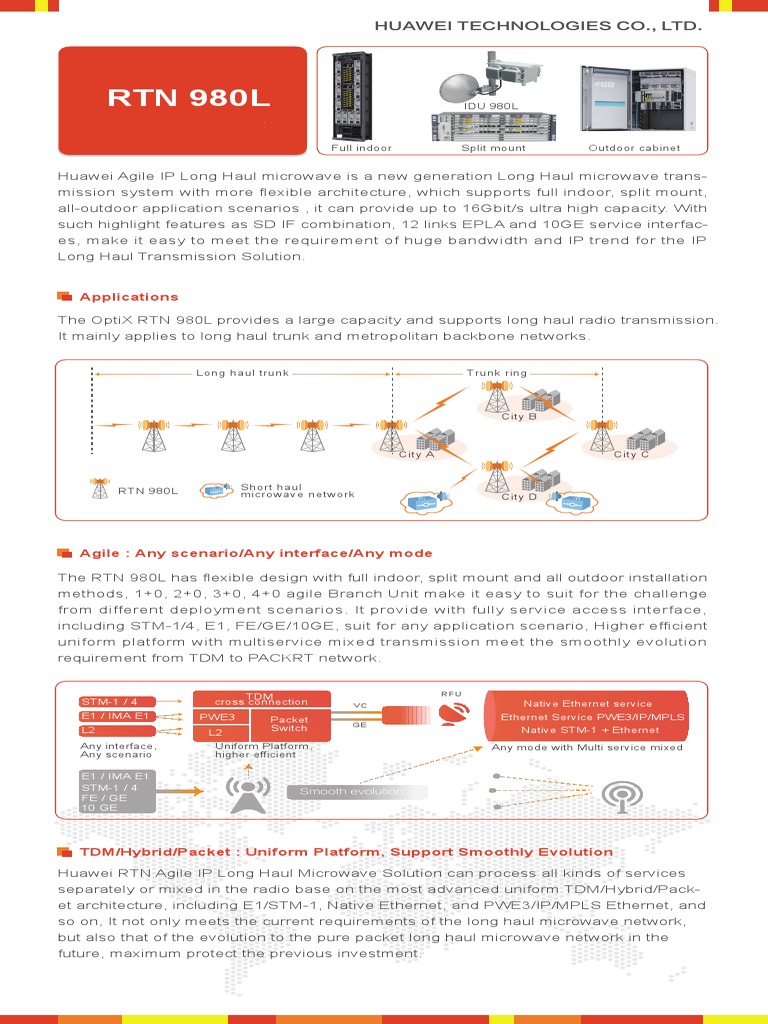 Huawei RTN 980L Brochure | PDF | Ethernet | Packet Switching