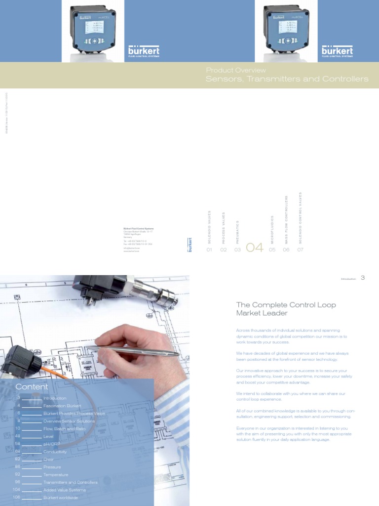 Burkert Product Overview Sensors | PDF | Valve | Microfluidics