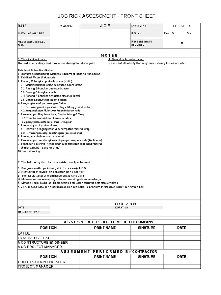 Front Sheet JSA Install & Fabrikasi Rafter | PDF