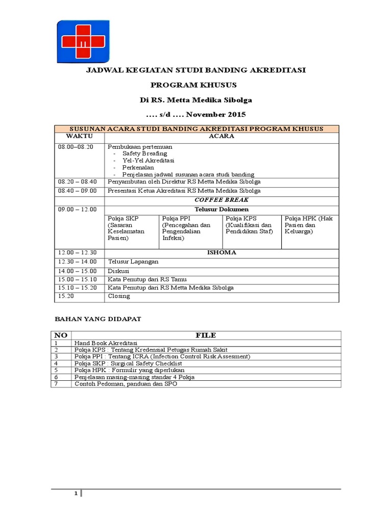 Jadwal Acara - Studi Banding New | PDF