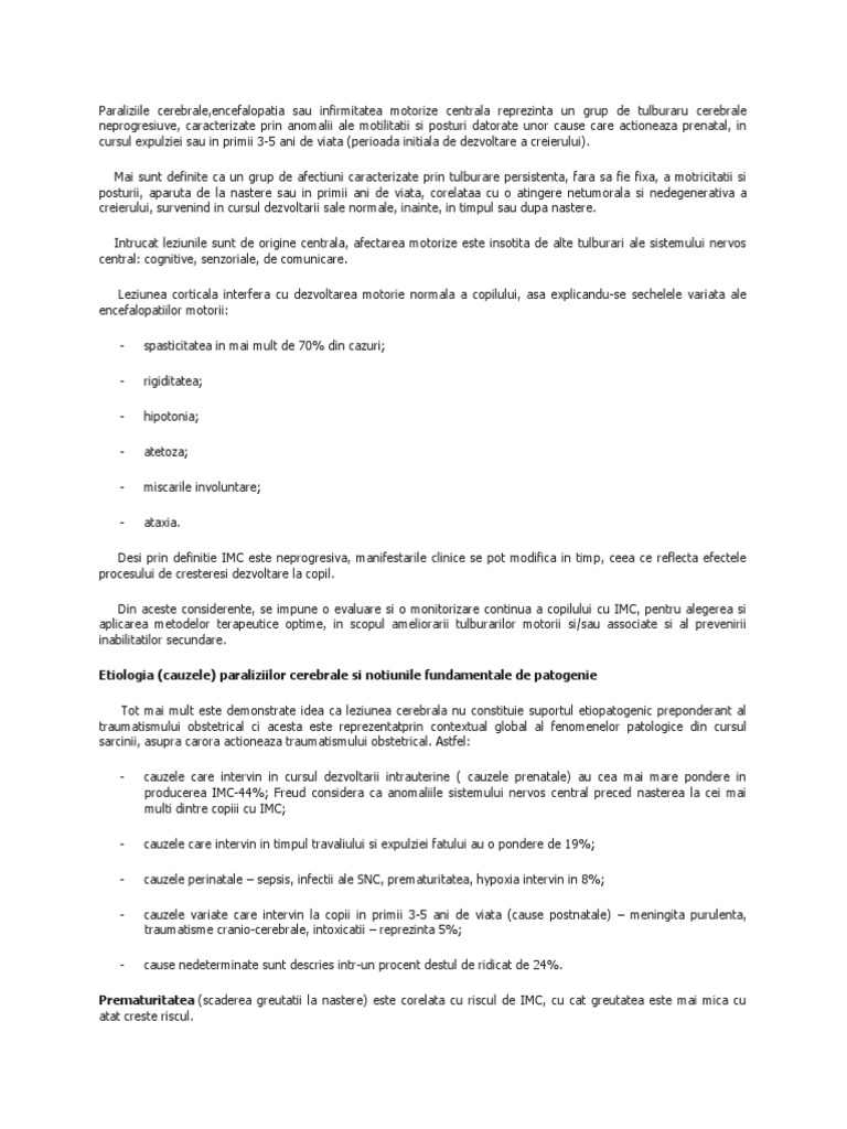 Evaluarea Copilului Cu Tetrapareza Spastica | PDF