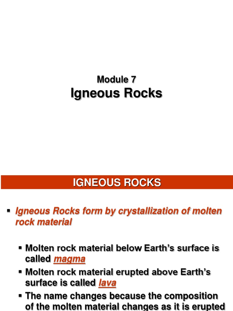 Module 7 - Igneous Rocks | PDF | Igneous Rock | Rock (Geology)